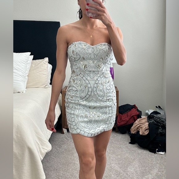 ASOS | Dresses | Asos Design Embellished Sequin Mini Dress With Laceup ...